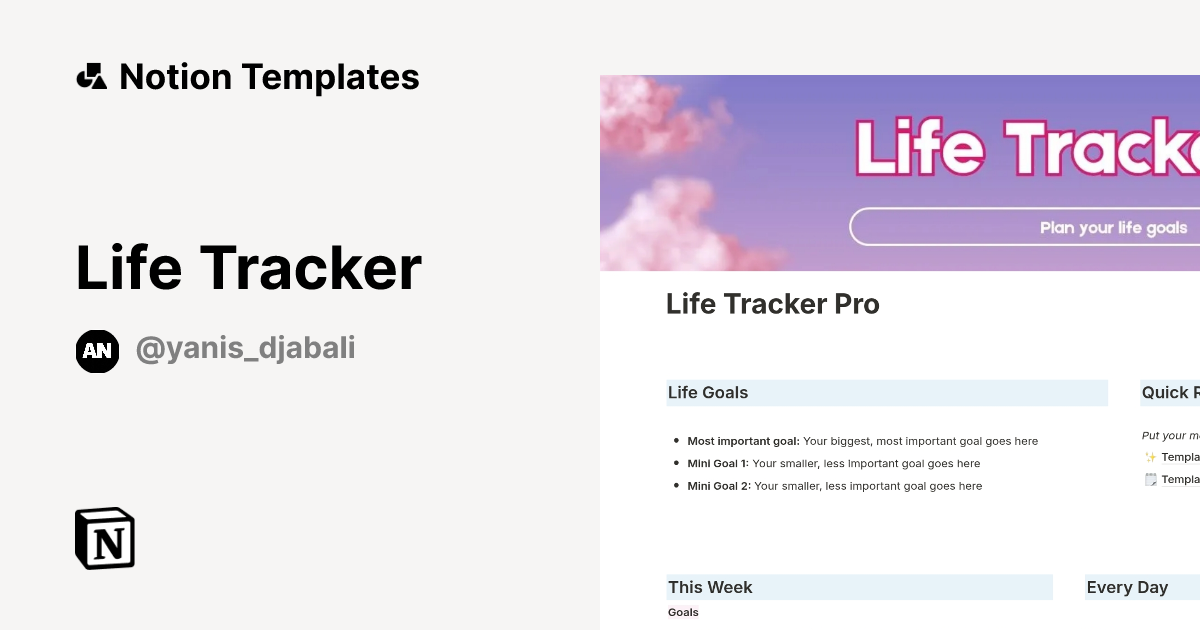 Life Tracker Template | Notion Marketplace