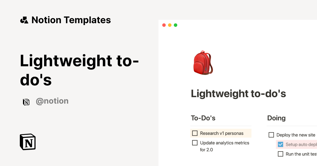 Lightweight to-do's Template by Notion | Notion Marketplace