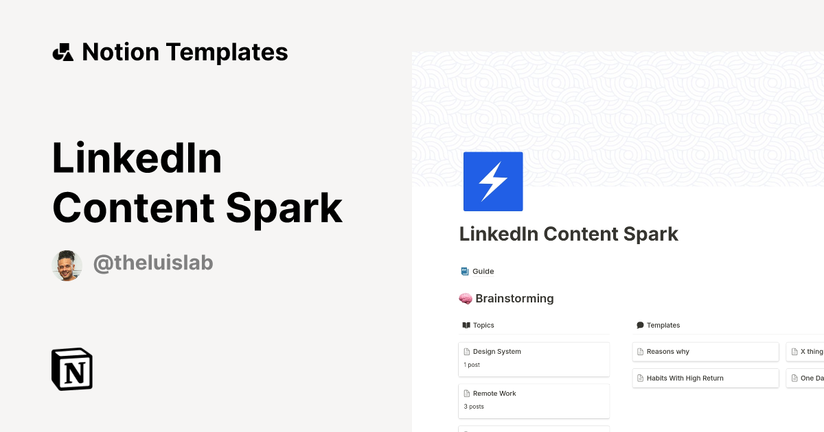 LinkedIn Content Spark Template | Notion Marketplace