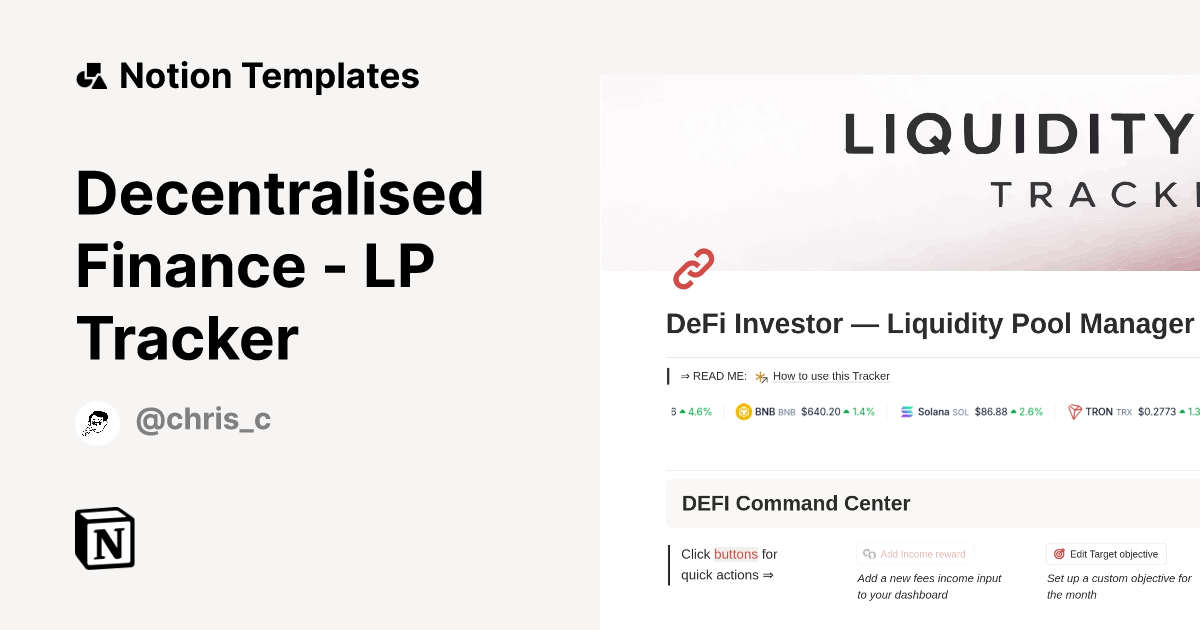 Decentralised Finance - LP Tracker Template | Notion Marketplace