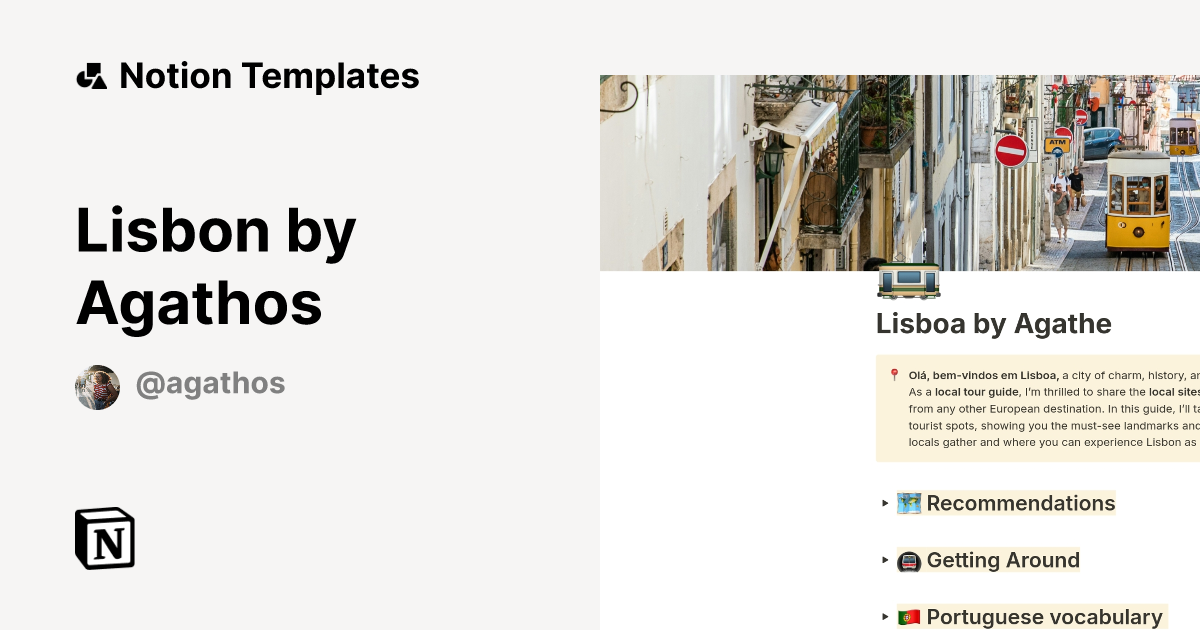 Lisbon by Agathos Template | Notion Marketplace