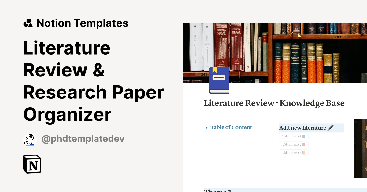 Literature Review & Research Paper Organizer Template by PhD Template ...