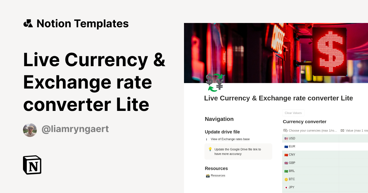 Live Currency & Exchange rate converter Lite Template by Liam Ryngaert ...