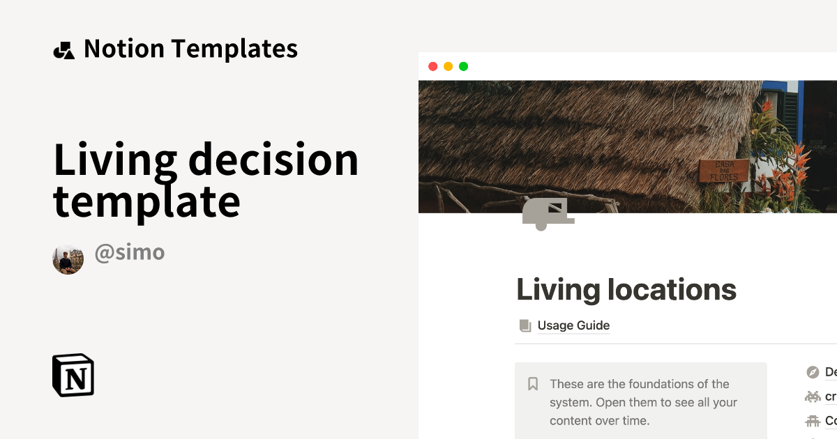 Living decision template Template by Simone Smerilli | Notion Marketplace