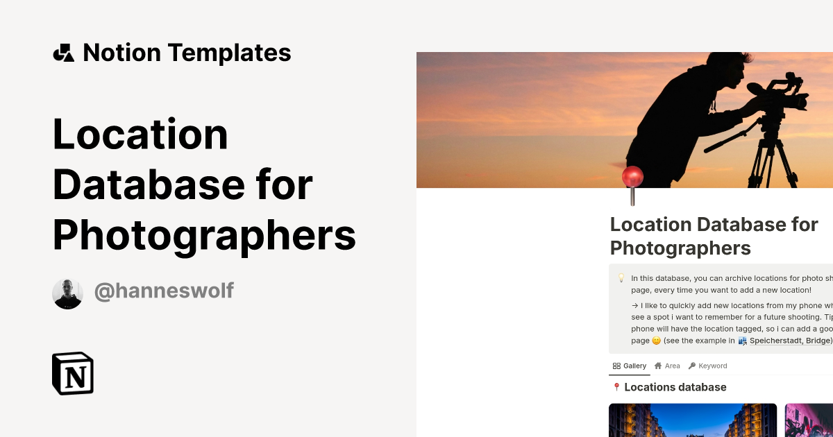 Location Database for Photographers Template | Notion Marketplace