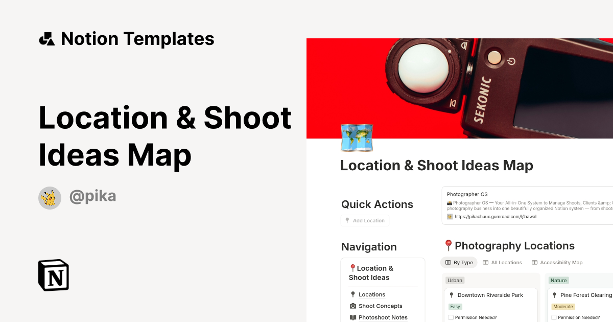 Location & Shoot Ideas Map Template | Notion Marketplace