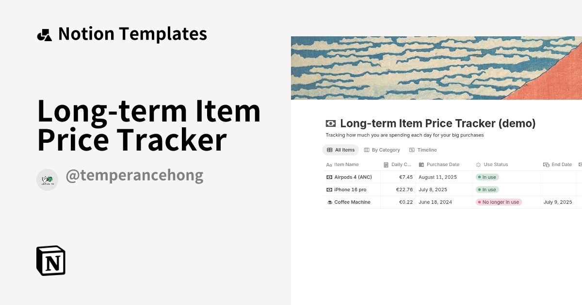 Long-term Item Price Tracker Template | Notion Marketplace