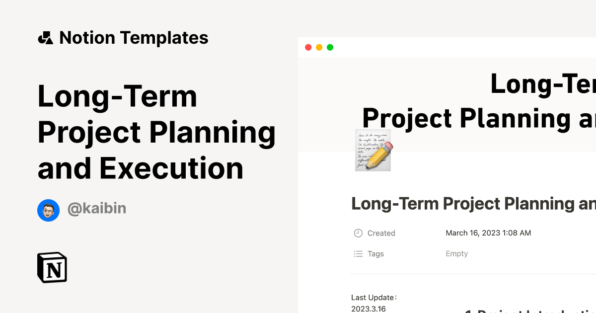 Long-Term Project Planning and Execution Template | Notion Marketplace