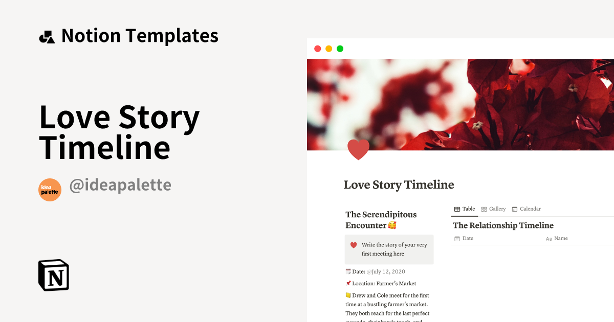 Love Story Timeline Template | Notion Marketplace