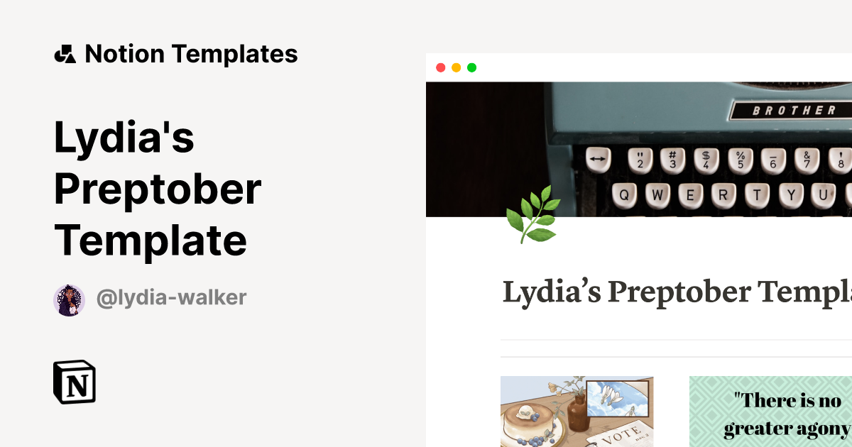Lydia's Preptober Template Template | Notion Marketplace