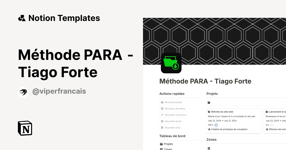 Méthode PARA - Tiago Forte Template by Viper | Notion Marketplace