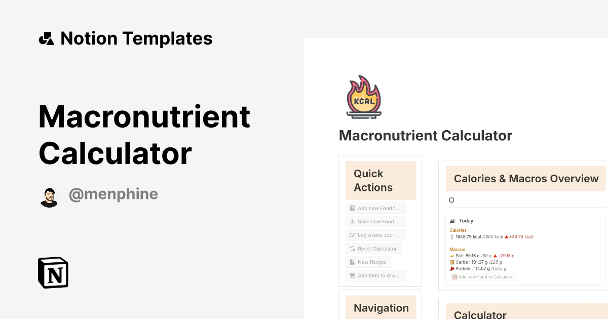 Macronutrient Calculator Template | Notion Marketplace