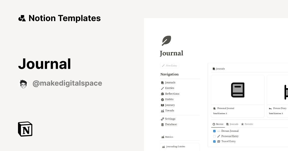Journal Template by Lucas | Notion Marketplace