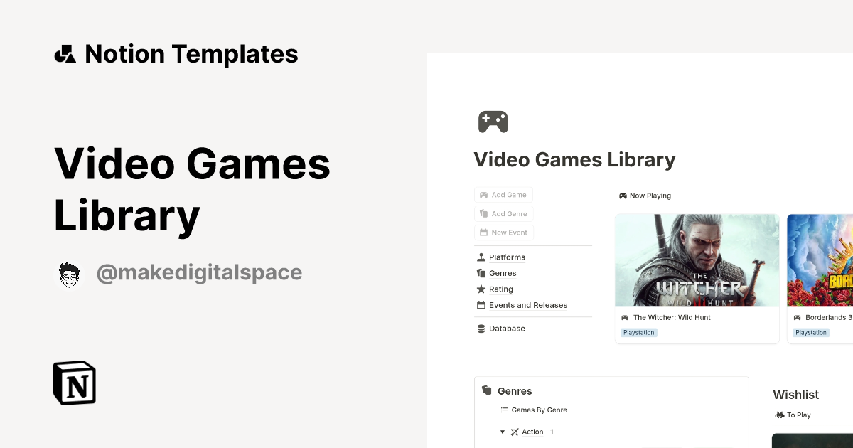 Video Games Library Template | Notion Marketplace