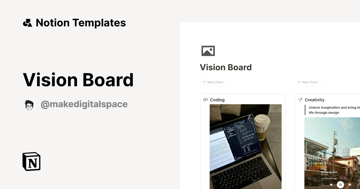 Vision Board Template by Lucas | Notion Marketplace
