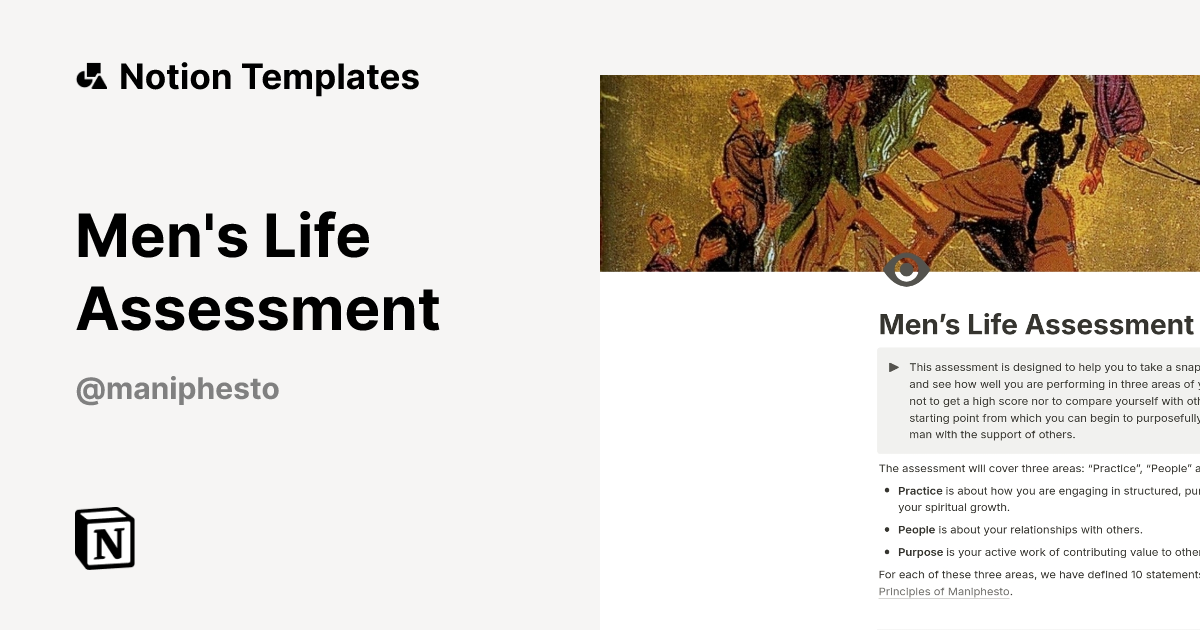 Men's Life Assessment Template | Notion Marketplace
