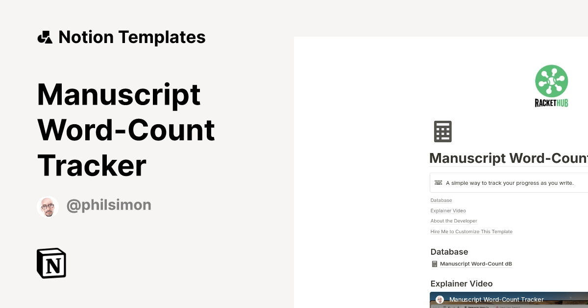 Manuscript Word-Count Tracker Template by Phil Simon | Notion Marketplace