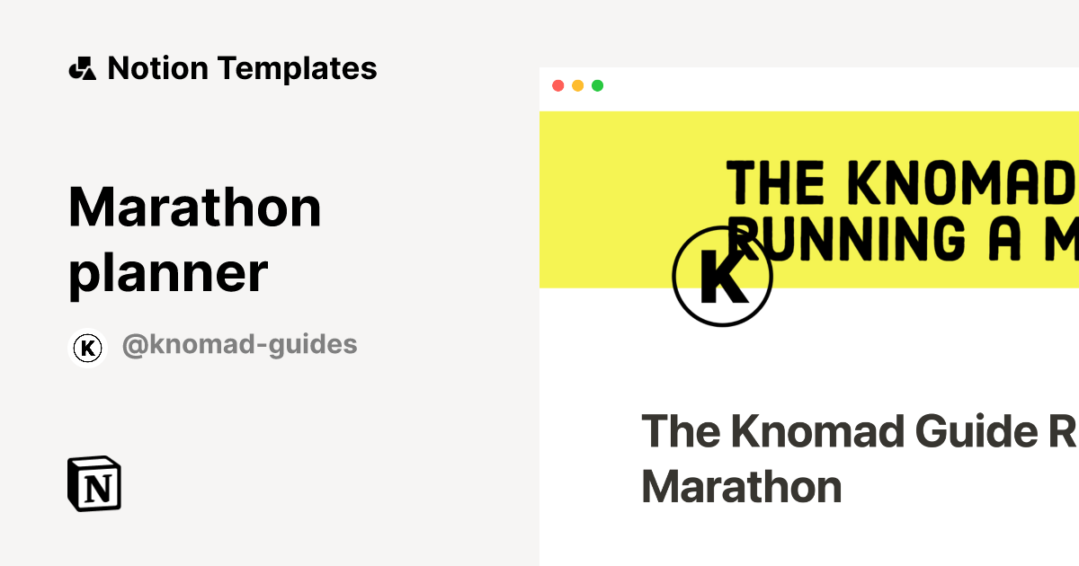 Marathon planner Template by Knomad Guides | Notion Marketplace