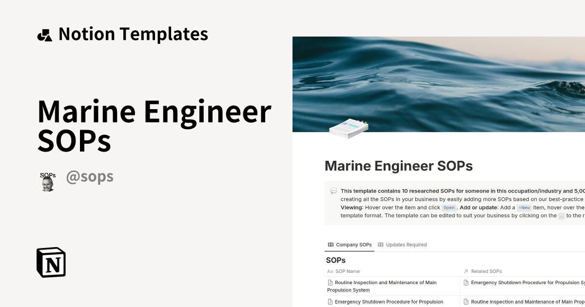 Marine Engineer SOPs Template by SOPs | Notion Marketplace