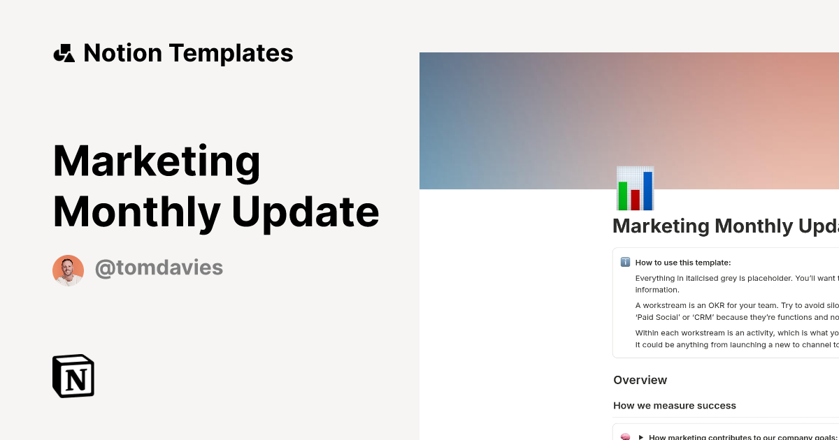 Marketing Monthly Update Template | Notion Marketplace