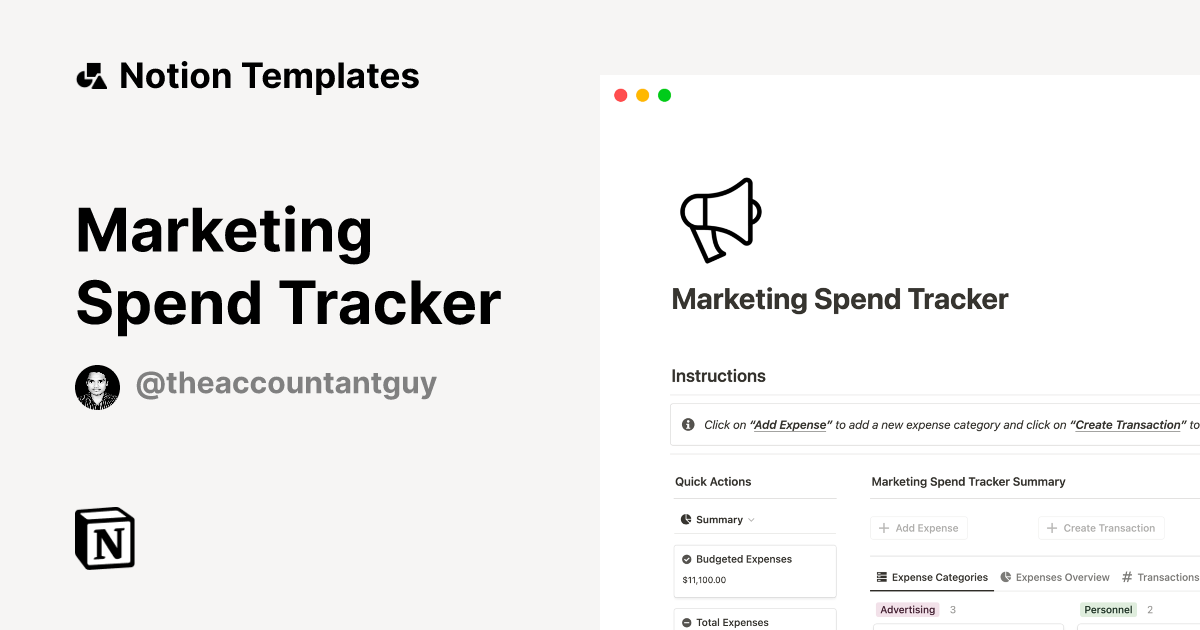 Marketing Spend Tracker Template | Notion Marketplace