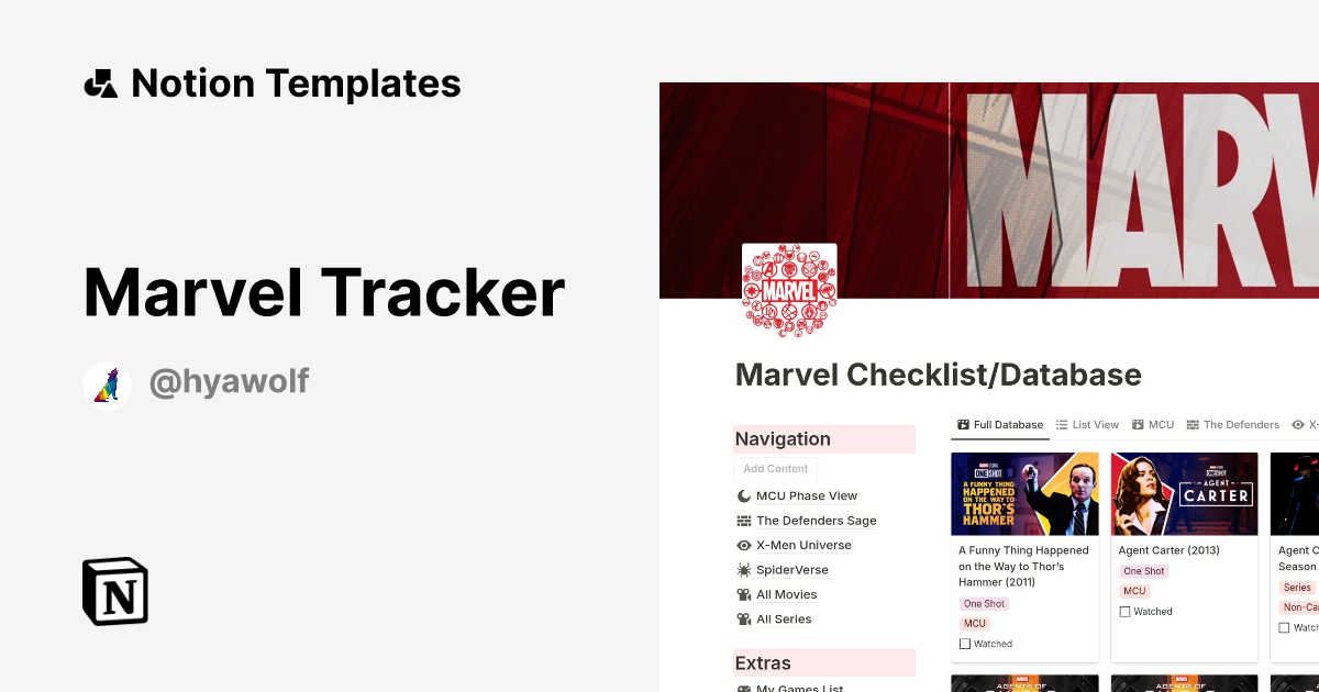 Marvel Tracker Template | Notion Marketplace