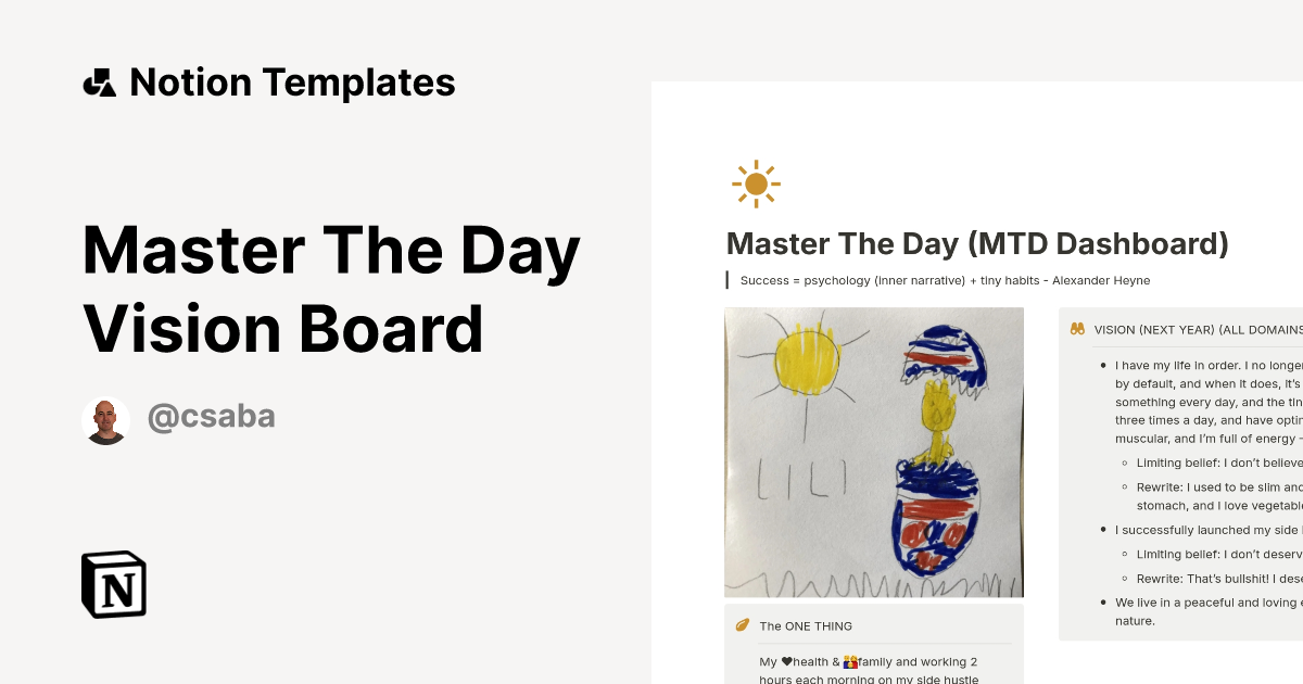 Master The Day Vision Board Template by Csaba Vadadi-Fulop | Notion ...