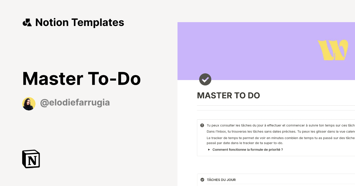 Master To-Do Template by Elodie Farrugia | Notion Marketplace