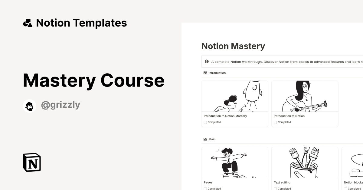 Mastery Course Template | Notion Marketplace