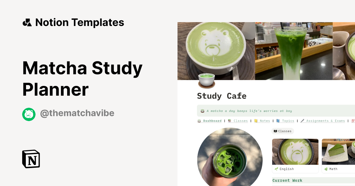 Matcha Study Planner Template | Notion Marketplace