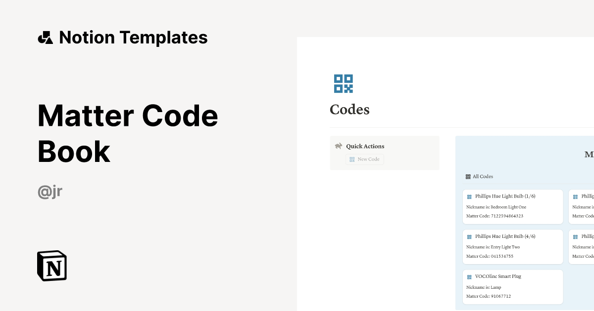 Matter Code Book Template | Notion Marketplace