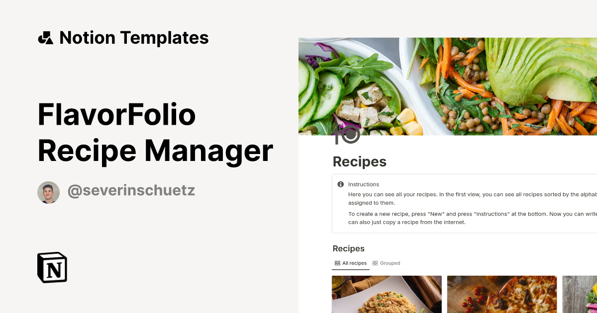 FlavorFolio Recipe Manager Template by Severin Schuetz | Notion Marketplace