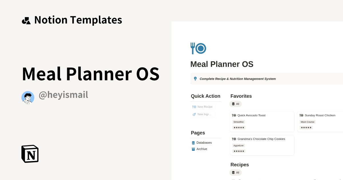 Meal Planner OS Template | Notion Marketplace