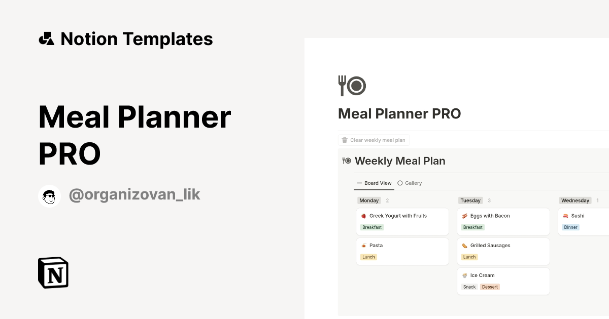 Meal Planner PRO Template | Notion Marketplace