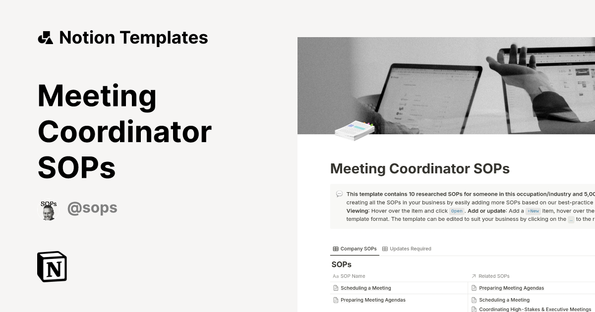 Meeting Coordinator SOPs Template by SOPs | Notion Marketplace