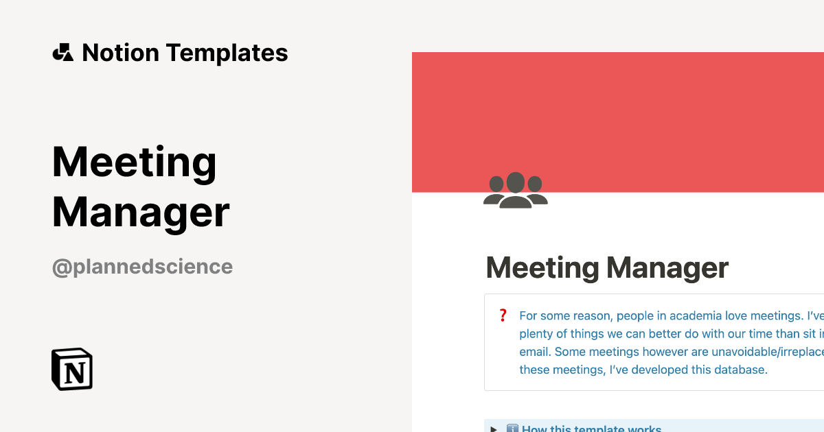 Meeting Manager Template by plannedscience | Notion Marketplace