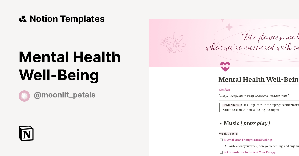Mental Health Well-Being Template | Notion Marketplace