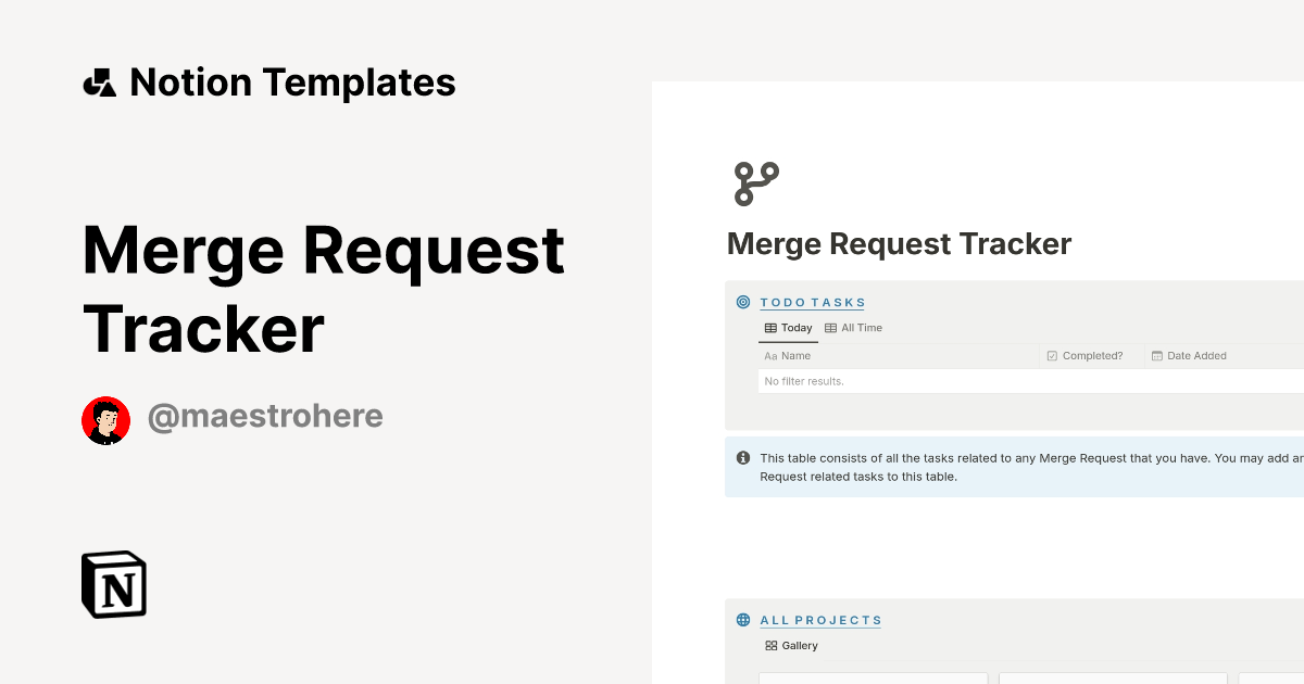 Merge Request Tracker Template by Maestro | Notion Marketplace