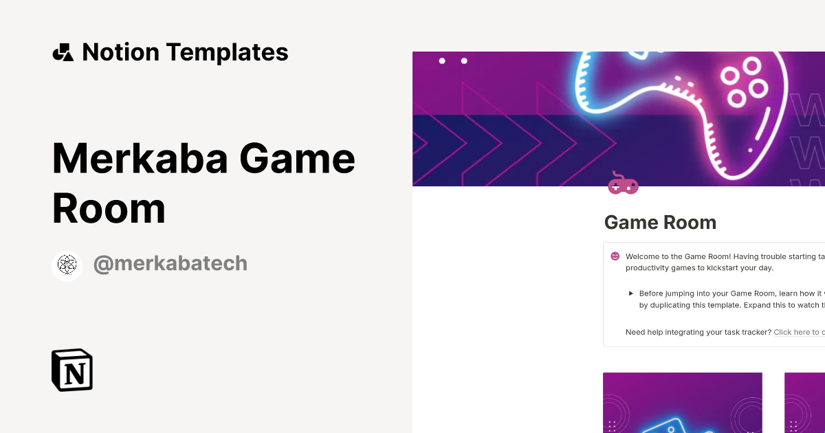 Merkaba Game Room Template by Merkaba Tech | Notion Marketplace