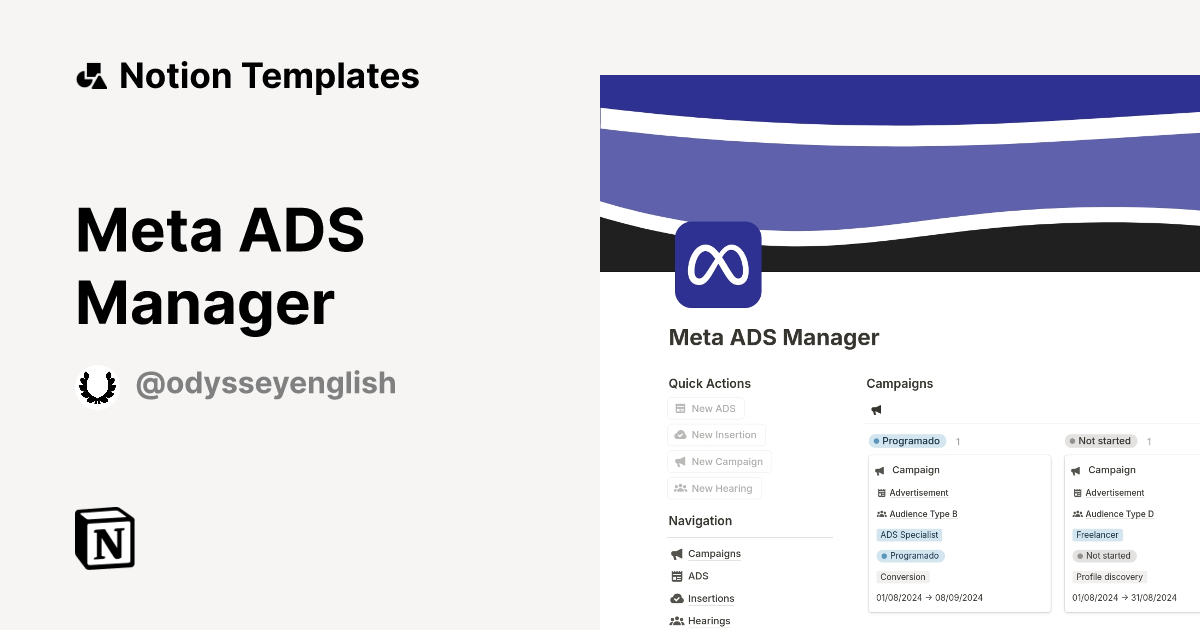 Meta ADS Manager Template | Notion Marketplace