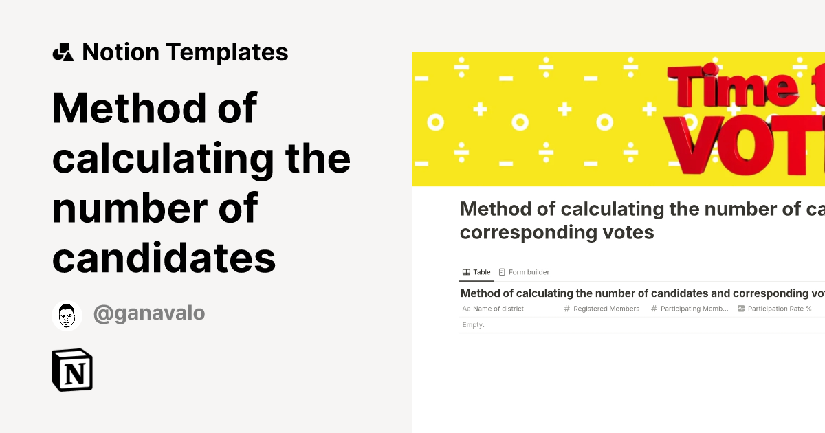 Method of calculating the number of candidates Template | Notion ...