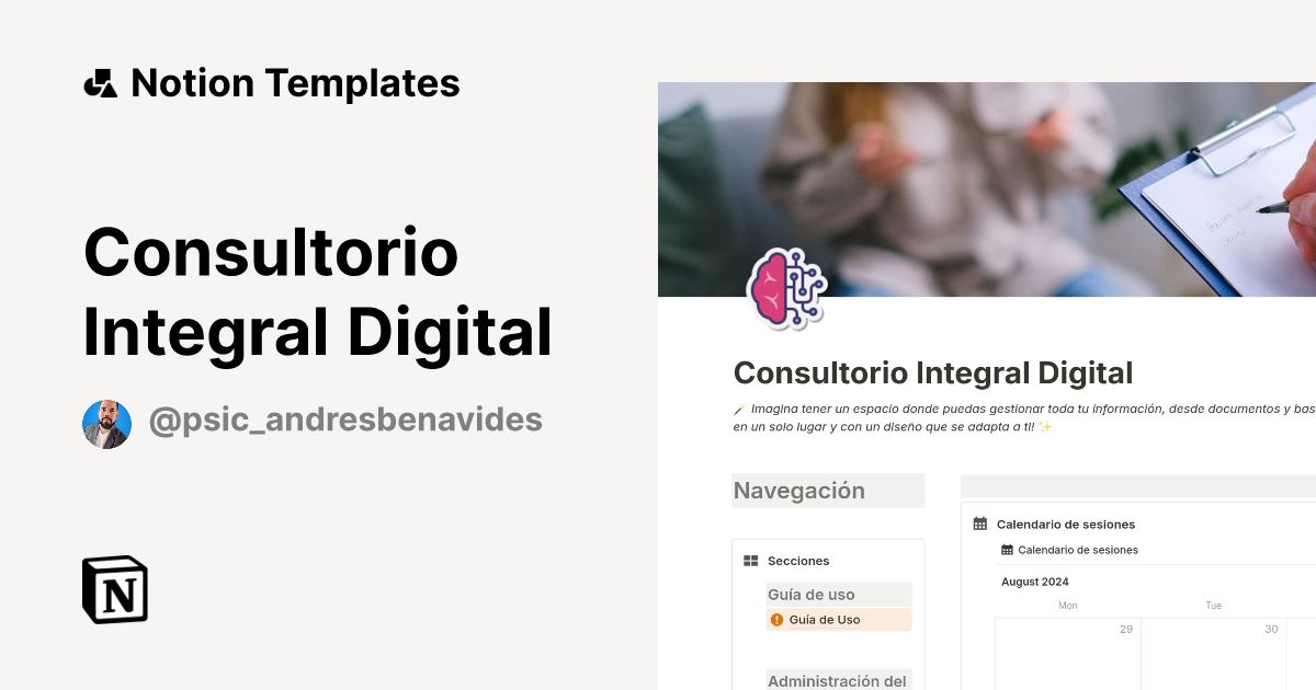 Consultorio Integral Digital Template by Psic.Andres Benavides | Notion ...