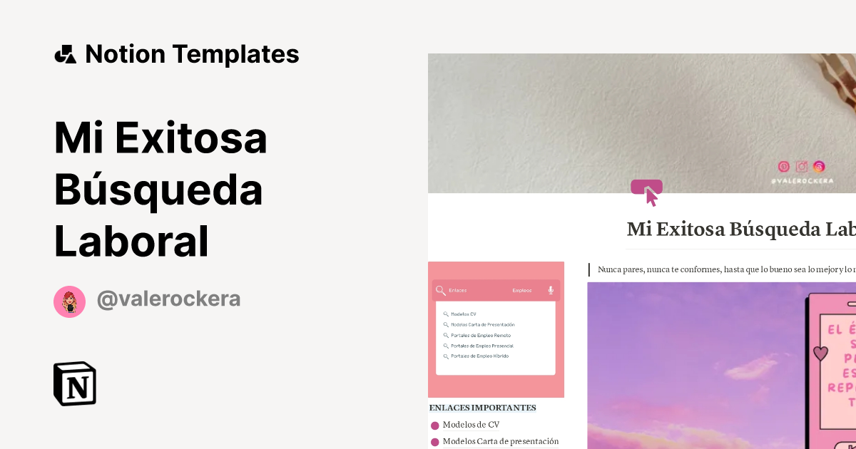 Mi Exitosa Búsqueda Laboral Template by Organización Creativa | Notion Marketplace