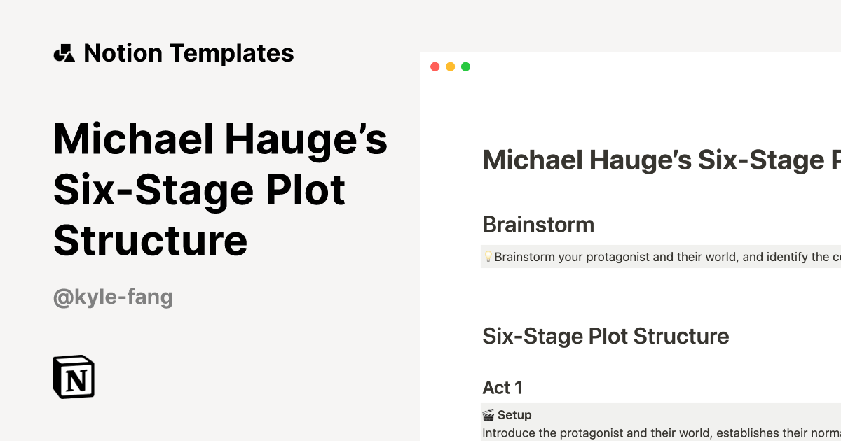 Michael Hauge’s Six-Stage Plot Structure Template by Kyle Fang | Notion Marketplace