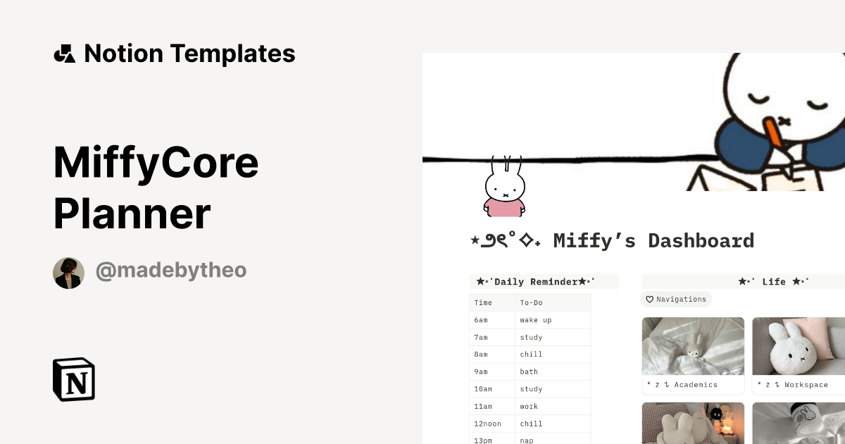MiffyCore Planner Template by Theo | Notion Marketplace