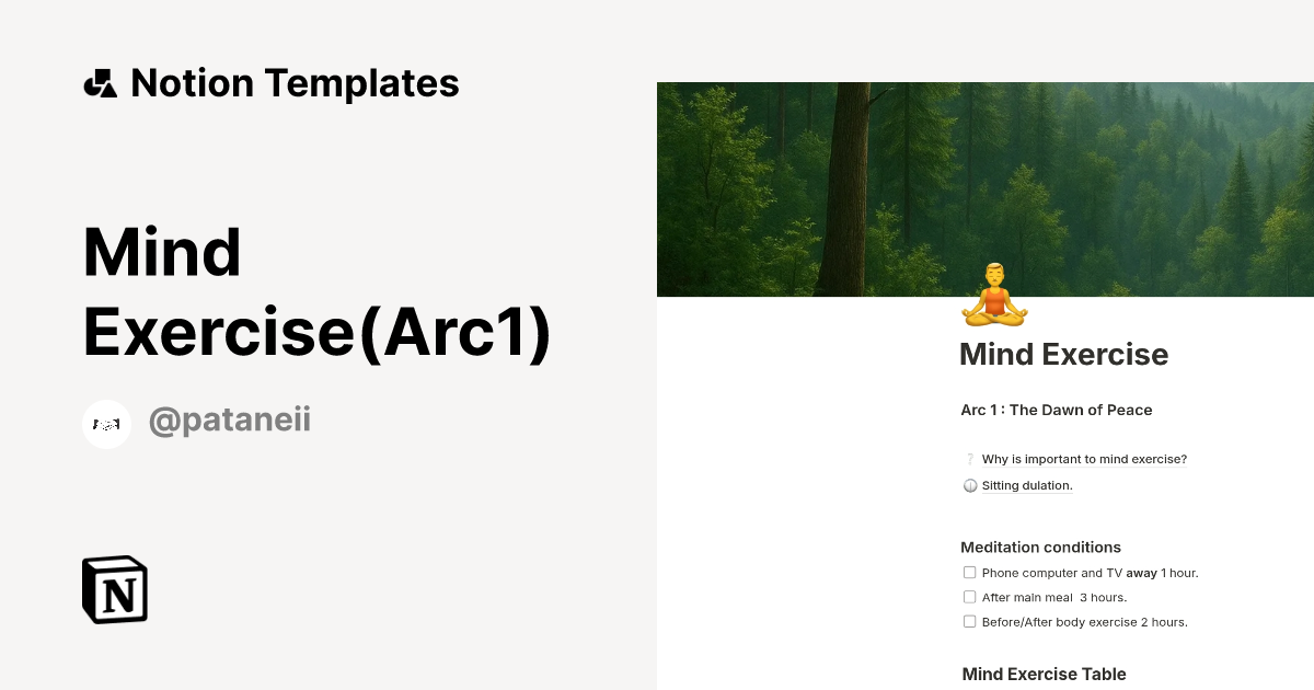 Mind Exercise(Arc1) Template by Peaceful place | Notion Marketplace
