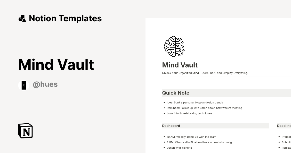 Mind Vault Template | Notion Marketplace