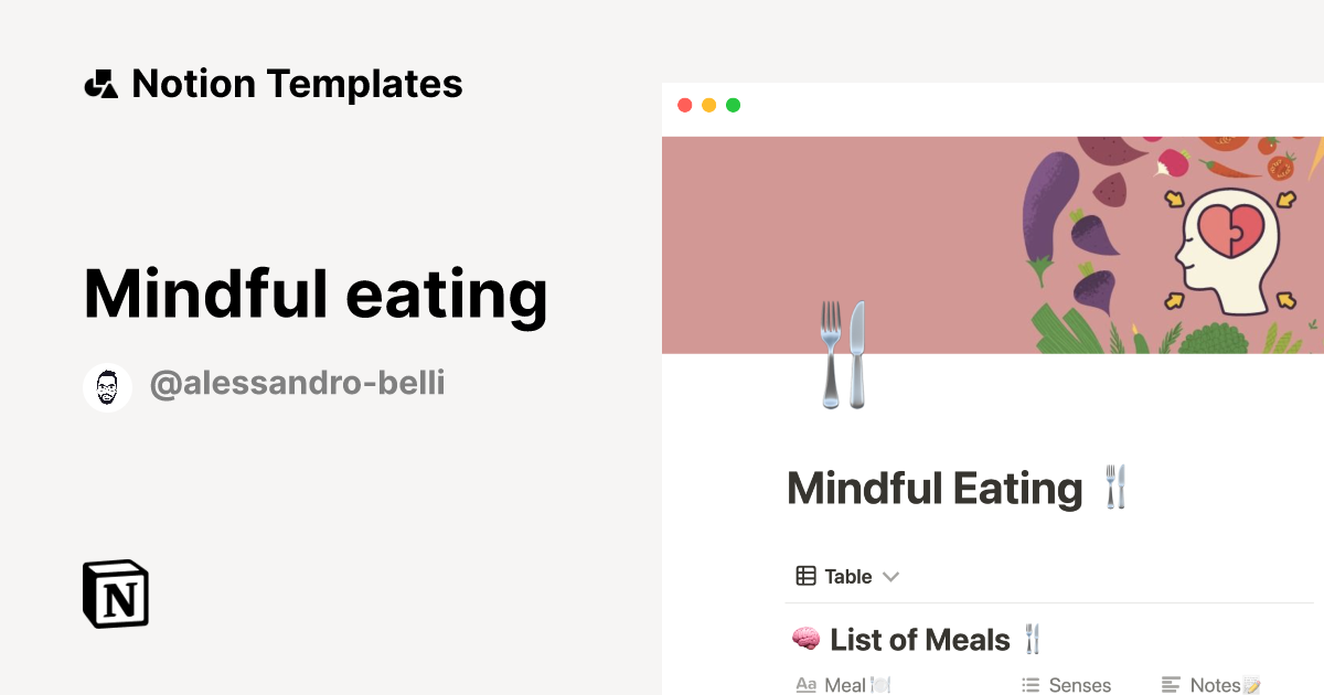 Mindful eating Template by Alessandro Belli | Notion Marketplace