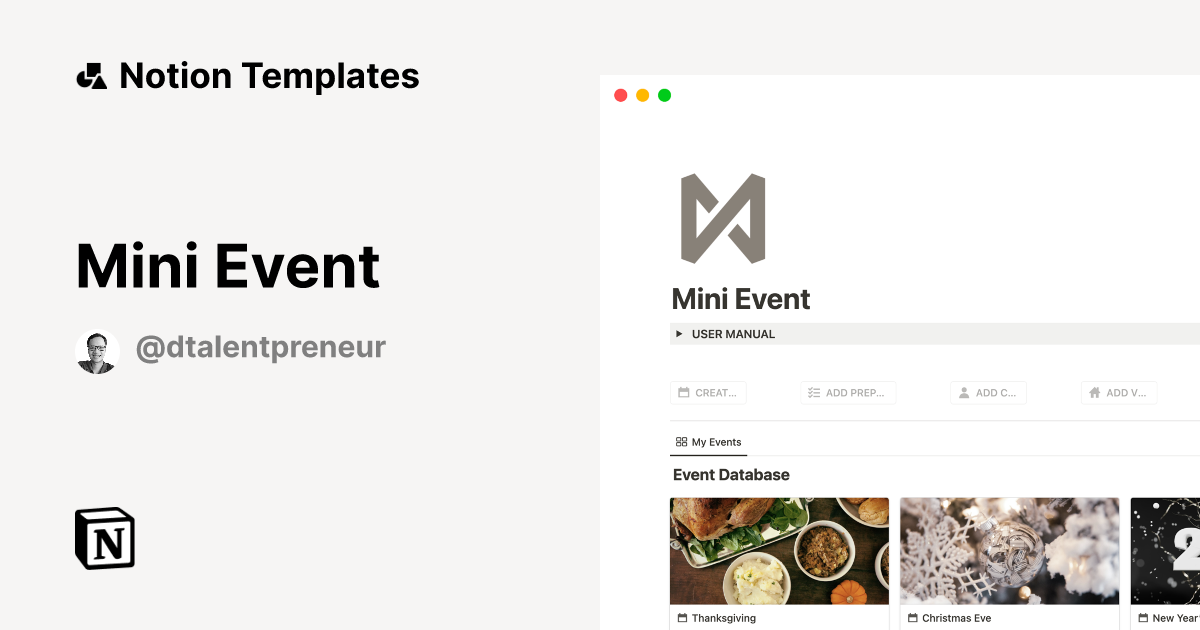 Mini Event Template by Adi | Talentpreneur | Notion Marketplace
