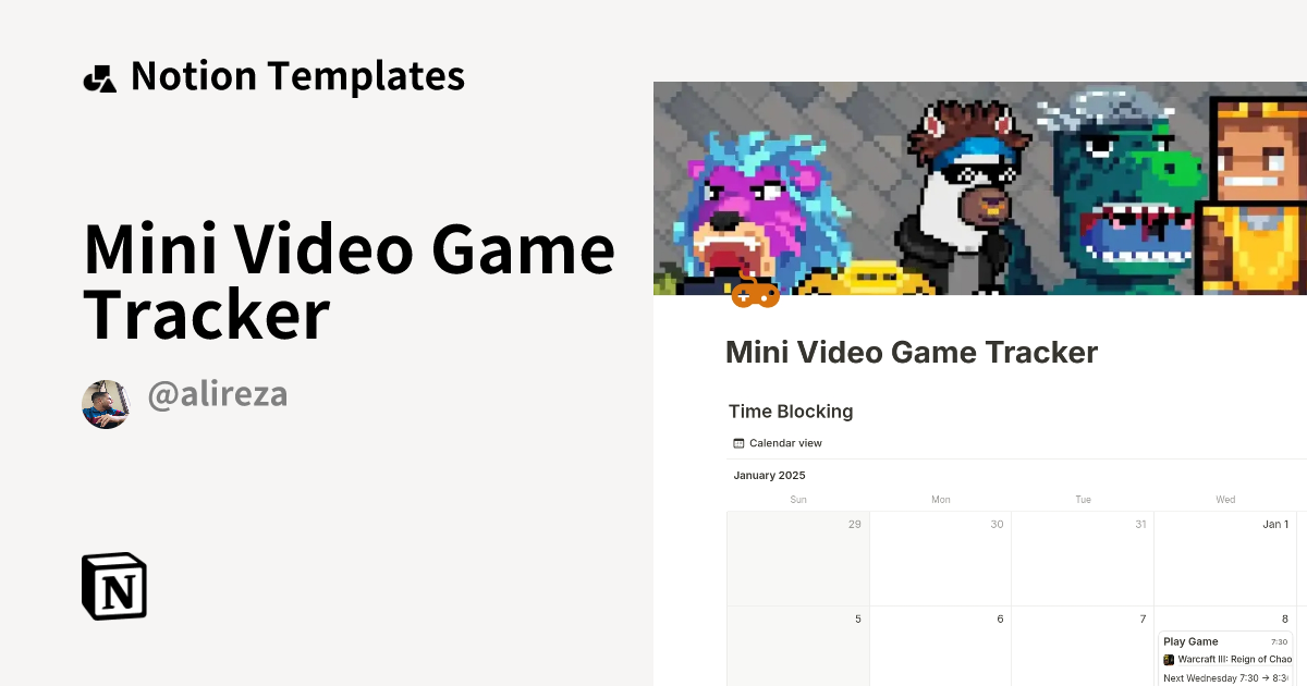 Mini Video Game Tracker Template | Notion Marketplace